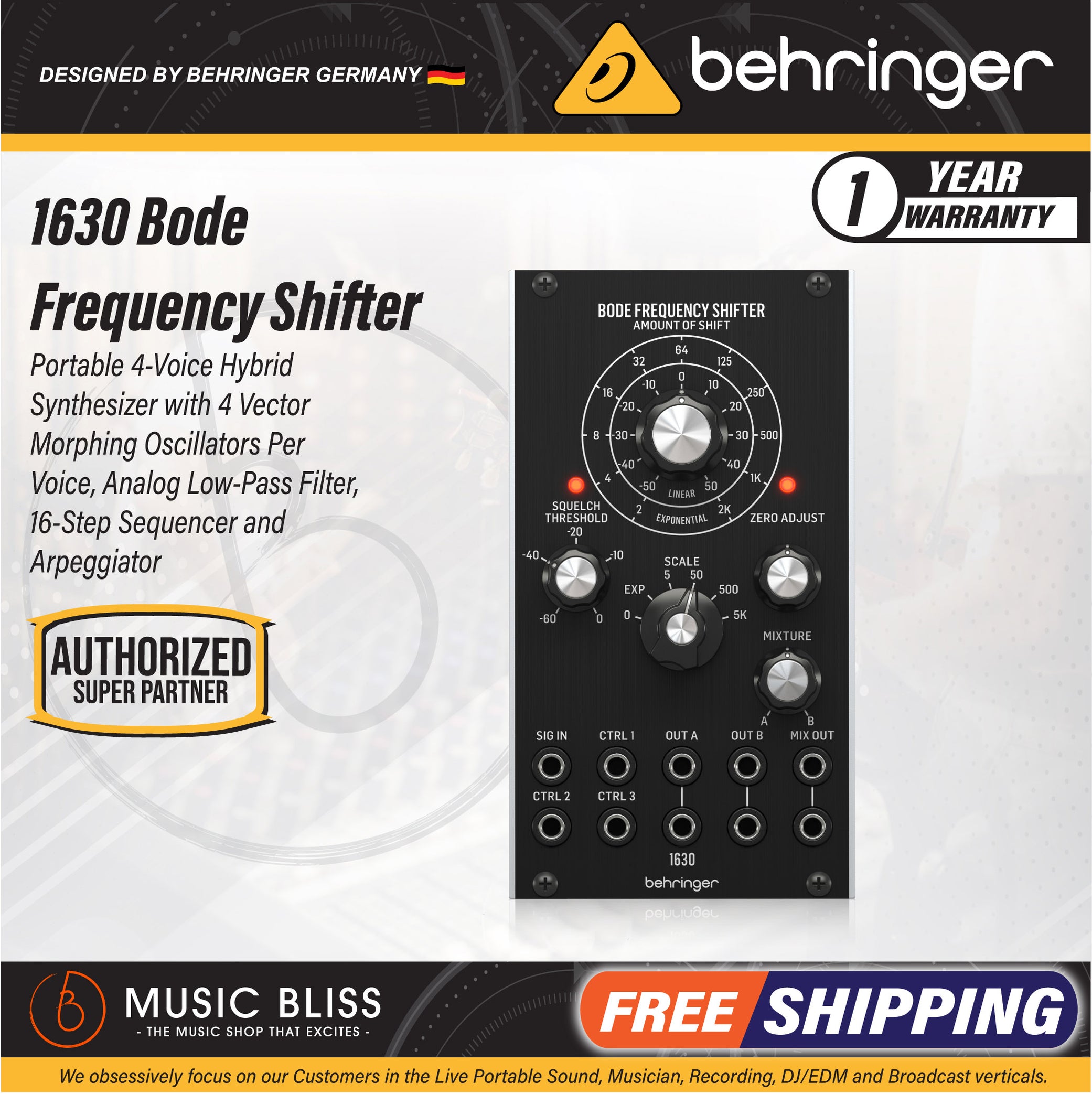 Behringer 1630 Bode Frequency Shifter Eurorack Module | Music Bliss ...