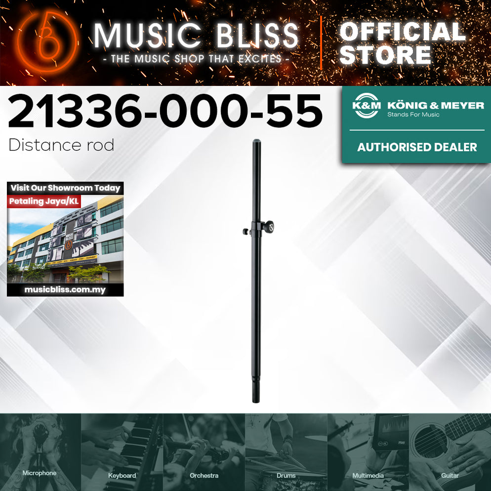 K&M 21336 Adjustable Speaker Pole - 37 to 58-inch | Music Bliss Malaysia