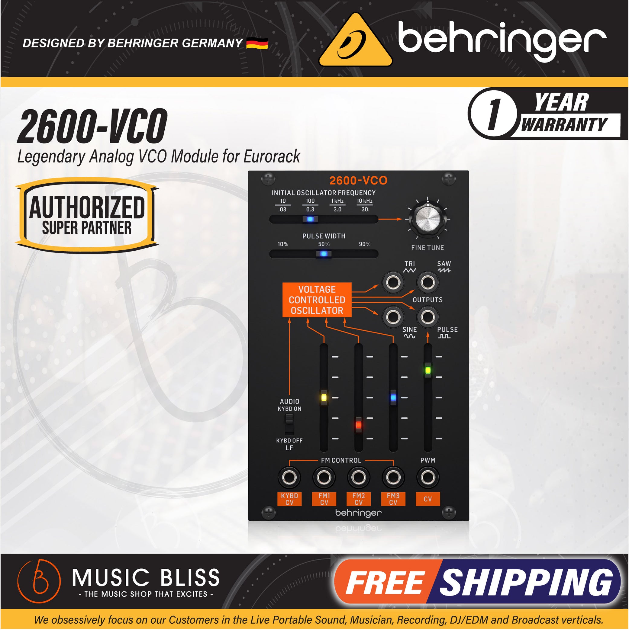 Behringer 2600 VCO Eurorack Voltage-Controlled Oscilator | Music Bliss Malaysia