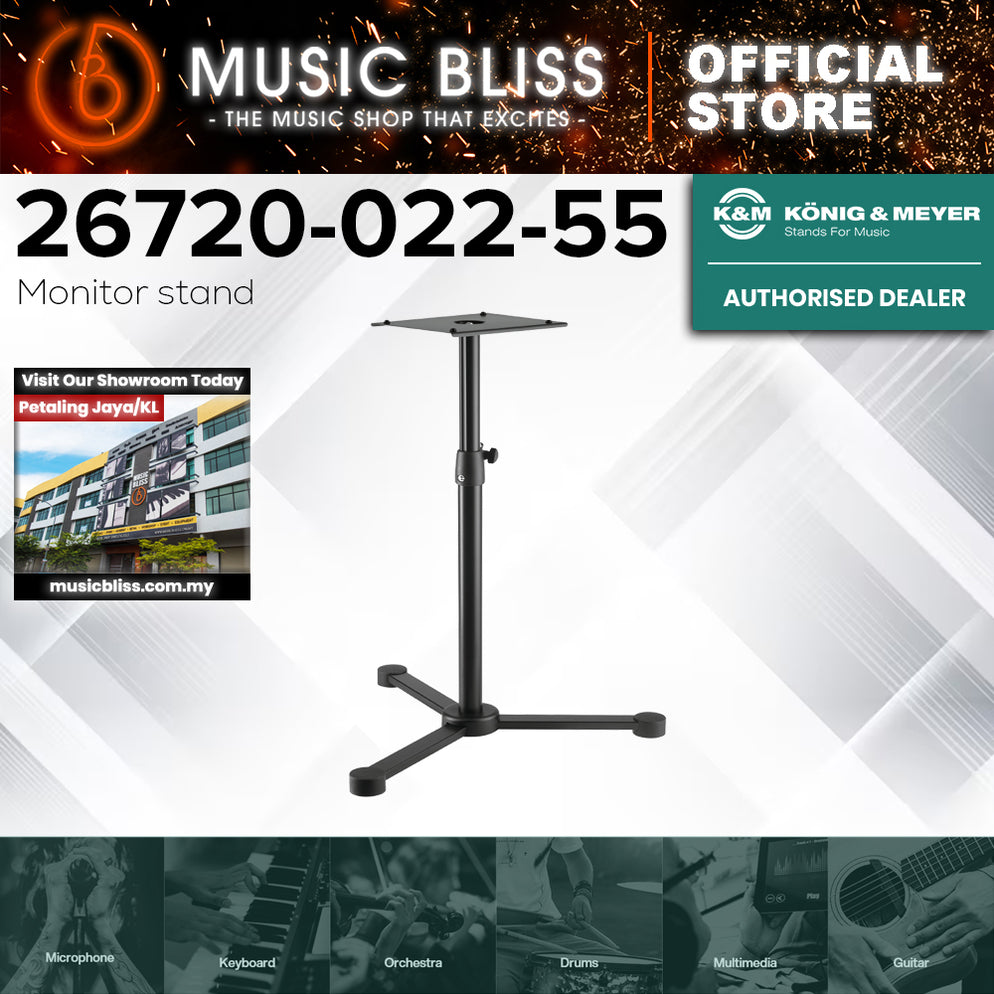 K&M 26720 Adjustable Monitor Speaker Stand - Black | Music Bliss Malaysia
