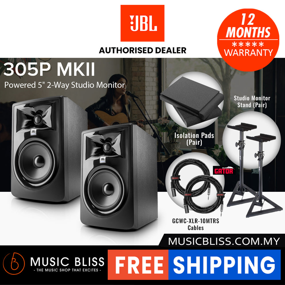 JBL 305P MKII Powered 5" 2-Way Studio Monitor - Pair (305PMKII MK2 ...