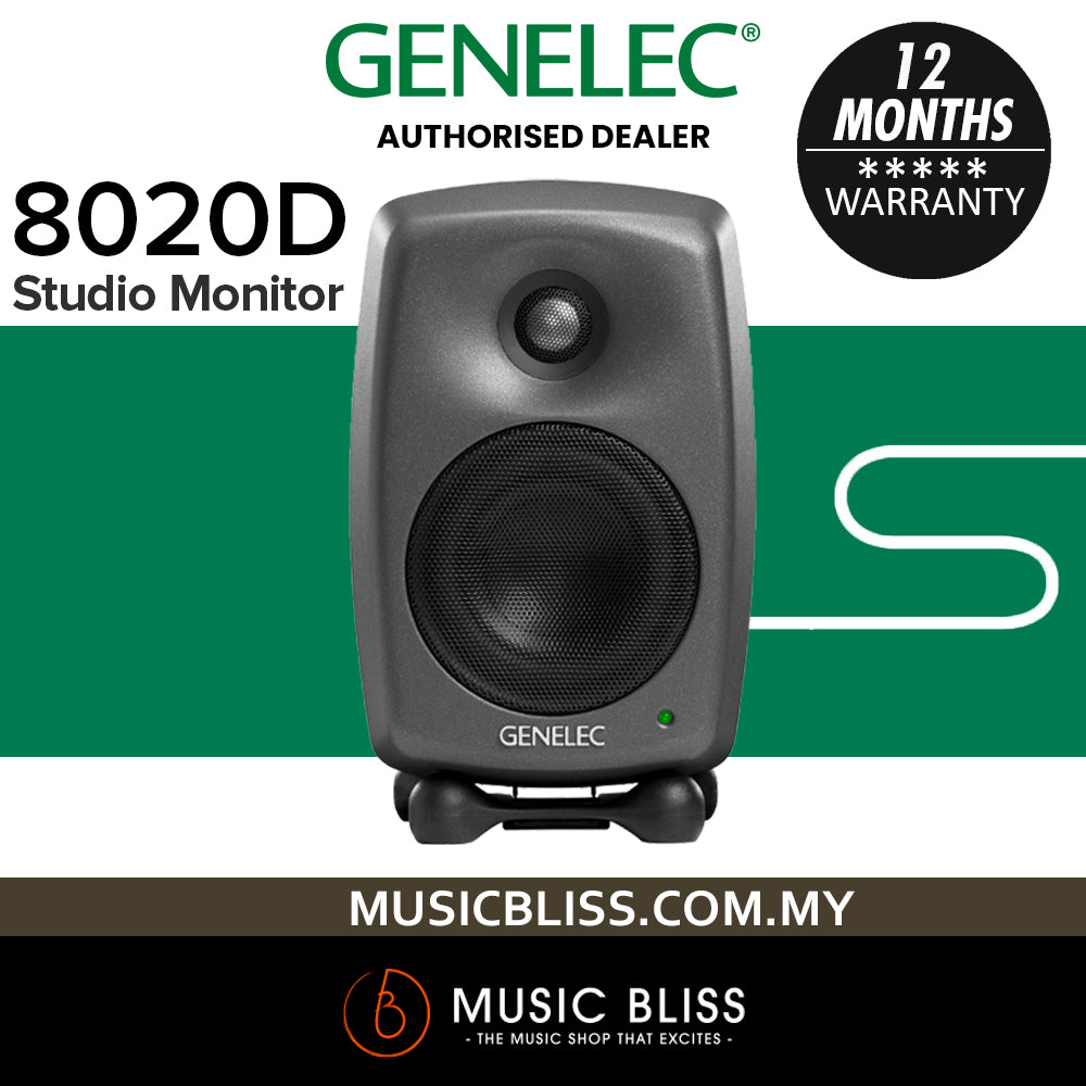 Genelec 8020D 4" 2-Way 50W Active Studio Monitor - Dark Grey | Music ...