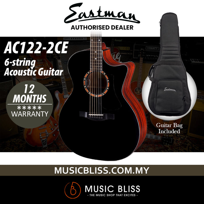 Eastman Guitars AC122-2CE 6-string Grand Auditorium Acoustic-electric Guitar - Black | Music ...