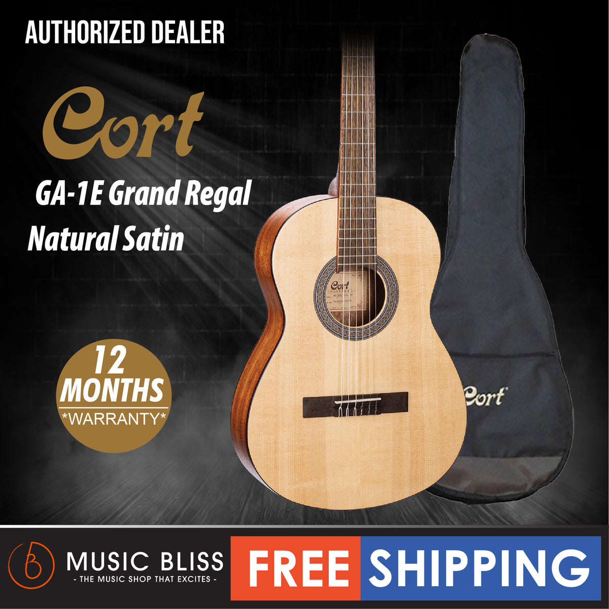 Cort AC200 3/4 Classical Guitar with Bag - Open Pore | Music Bliss Malaysia