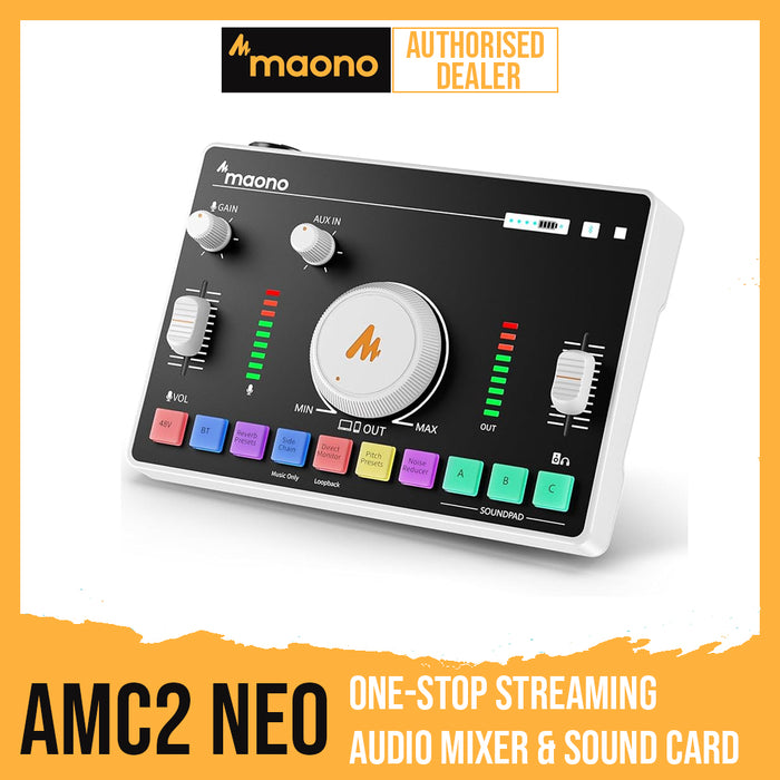 MAONO AMC2 NEO One-Stop Streaming Audio Mixer & Sound Card - White ...