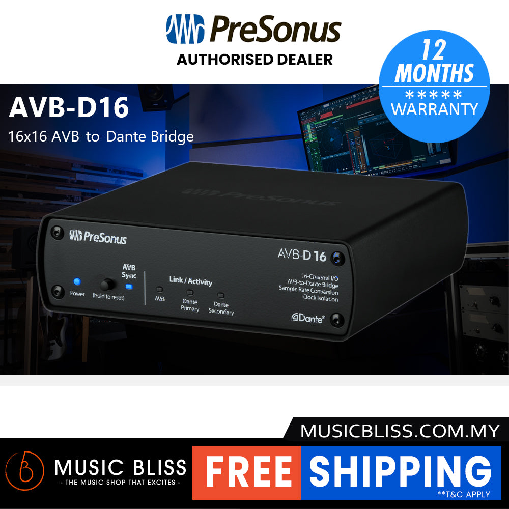PreSonus AVB-D16 16-ch I/O AVB to Dante Bridge | Music Bliss Malaysia