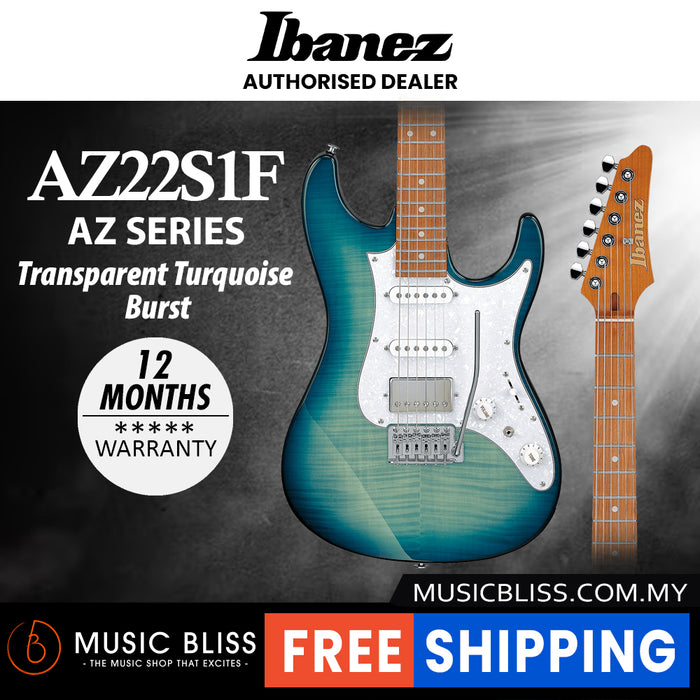 Ibanez Standard AZ22S1F Electric Guitar - Transparent Turquoise Burst ...