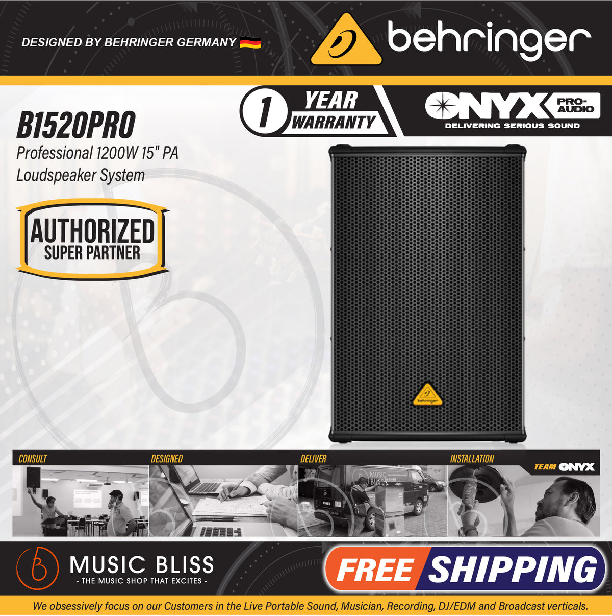 Behringer Eurolive Professional B1520 PRO 1200W 15'' Passive Speaker ...