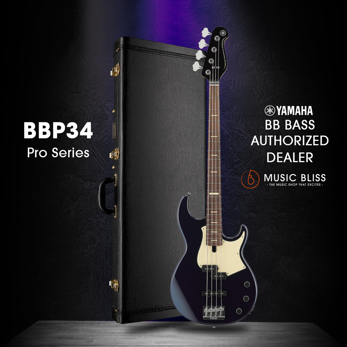 Yamaha BBP34 4-string Electric Bass Guitar - Midnight Blue | Music ...