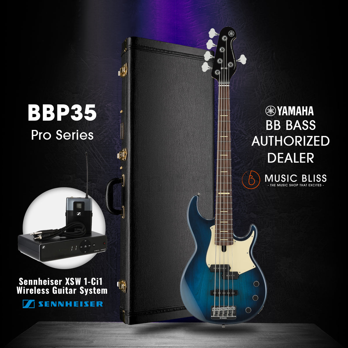 Yamaha BBP35 5-string Electric Bass Guitar - Moonlight Blue | Music ...