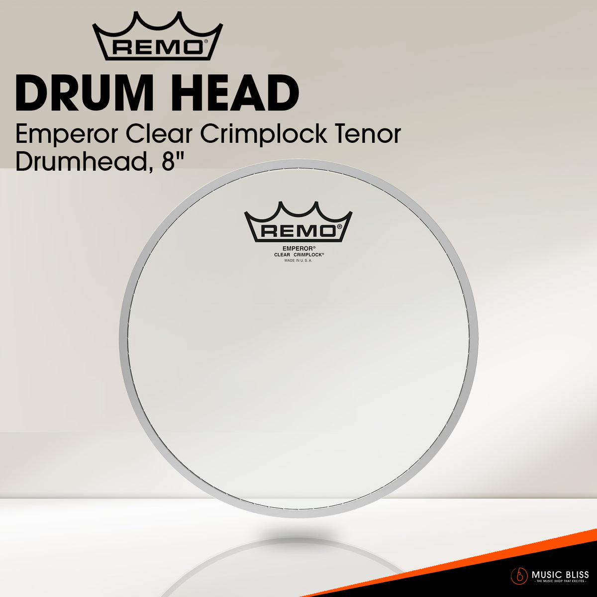Remo Emperor Clear Crimplock Tenor Drumhead - 8" | Music Bliss Malaysia