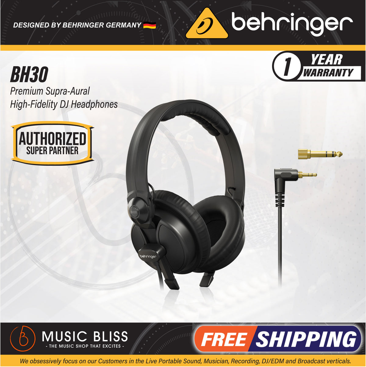 Behringer BH30 Supra-Aural DJ Headphones | Music Bliss Malaysia