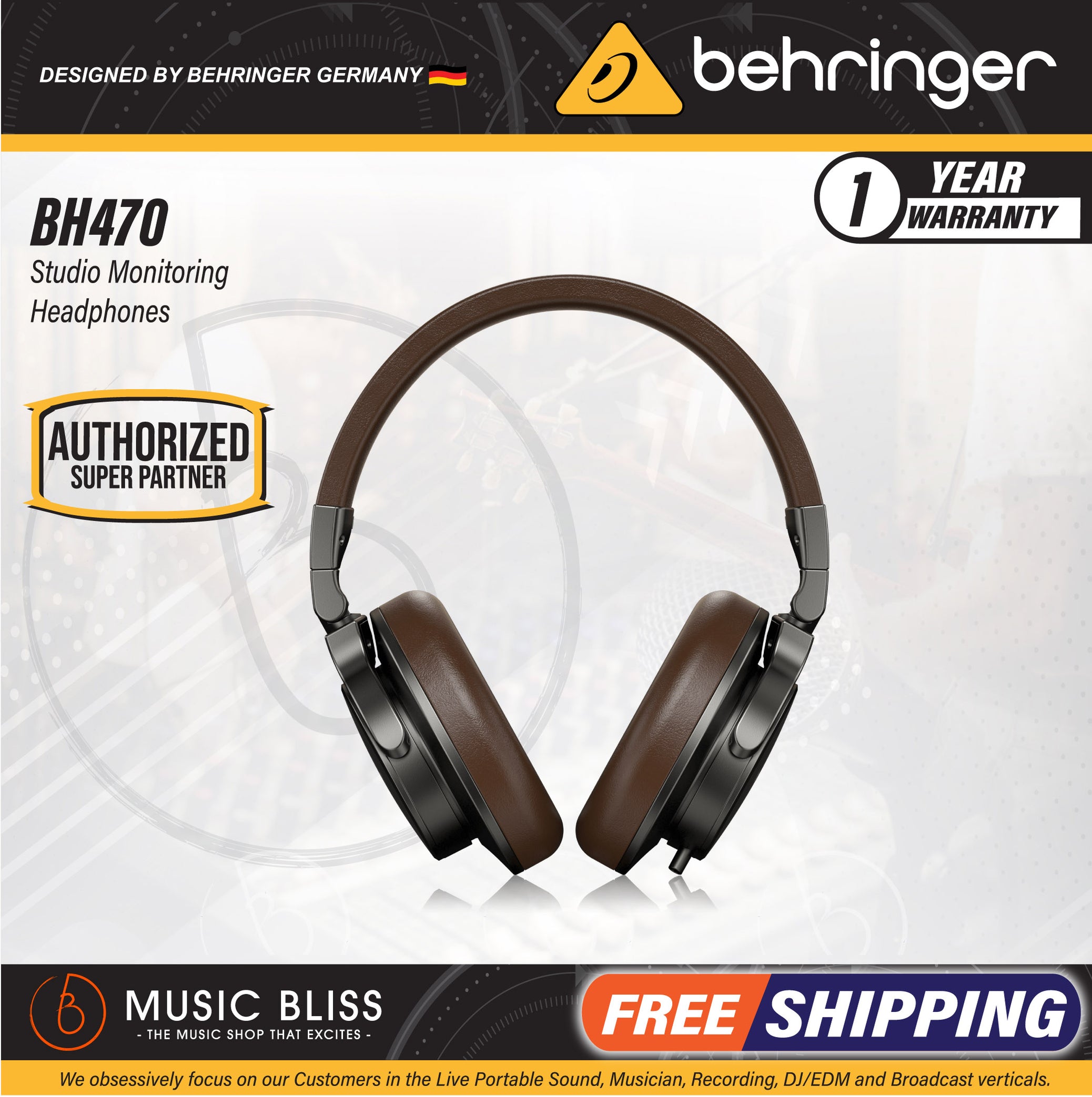 Behringer BH 470 Studio Monitoring Headphones (BH470) | Music Bliss ...