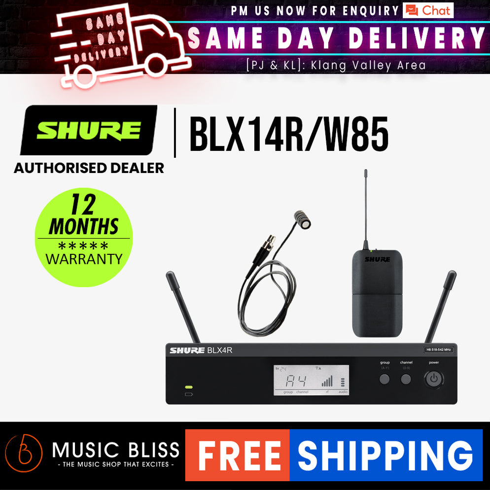 Shure BLX14R/W85 Lavalier Wireless System, BLX4R Wireless Receiver, BLX1 Bodypack Transmitter ...
