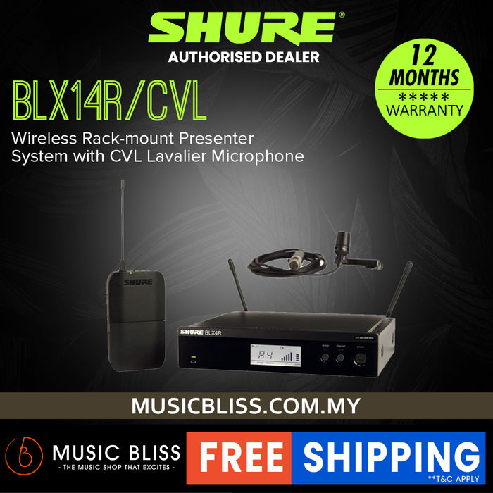 Shure BLX14R/CVL Wireless Rack-mount Presenter System, BLX4R Wireless Receiver, BLX1 Bodypack ...