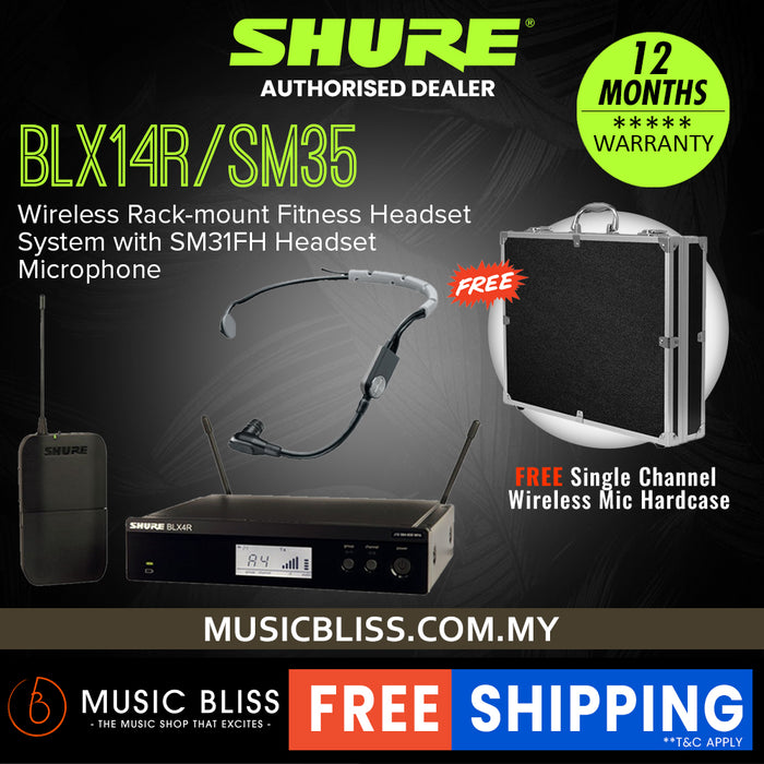 Shure BLX14R/SM35 Headworn Wireless System, BLX4R Wireless Receiver, BLX1 Bodypack Transmitter ...