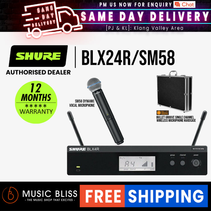 Shure BLX24R/SM58 Handheld Wireless System, BLX4R Wireless Transmitter & BLX2/SM58 Handheld ...