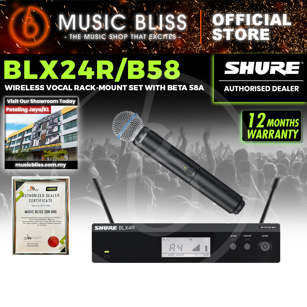 Shure BLX24R/B58 Handheld Wireless System, BLX4R Wireless Transmitter ...