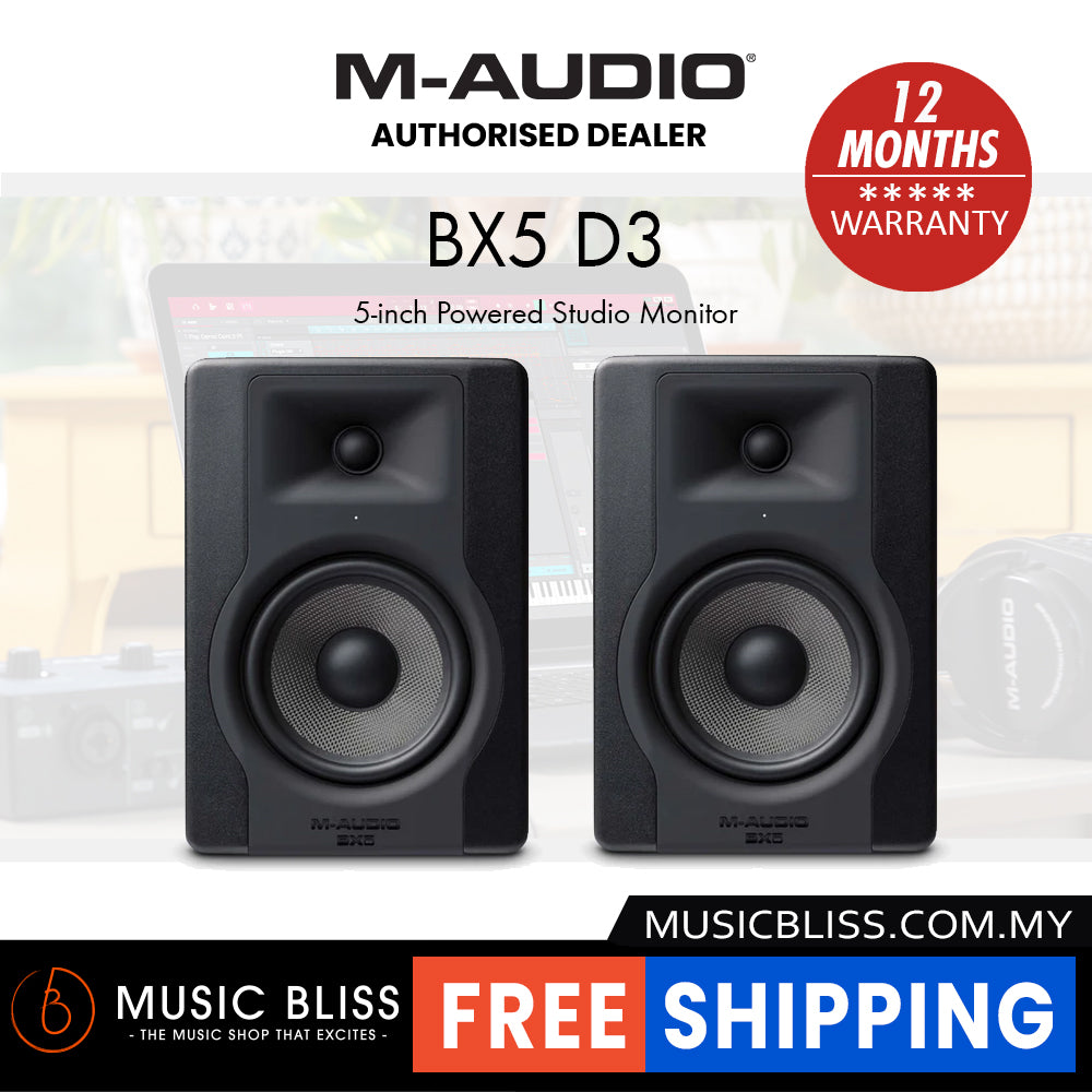 M-Audio BX5 D3 5-inch Powered Studio Monitor - Pair | Music Bliss Malaysia