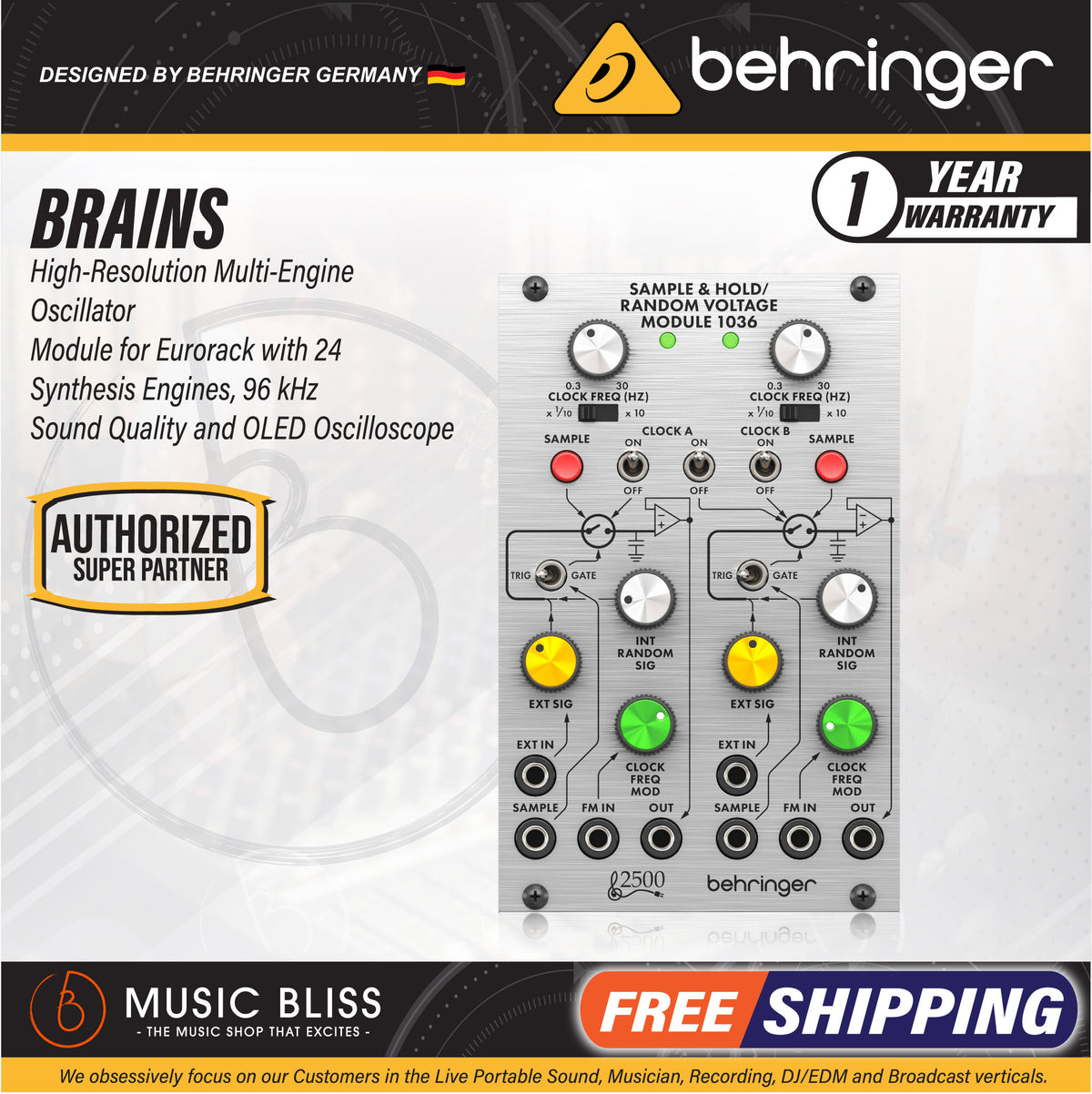 Behringer Brains Multi-Engine Oscilator Eurorack Module | Music Bliss ...
