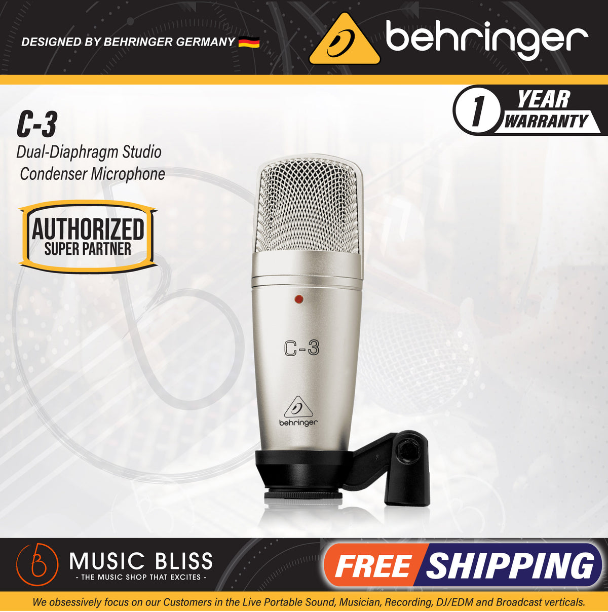 Behringer C-3 Dual-Diaphragm Condenser Microphone | Music Bliss Malaysia