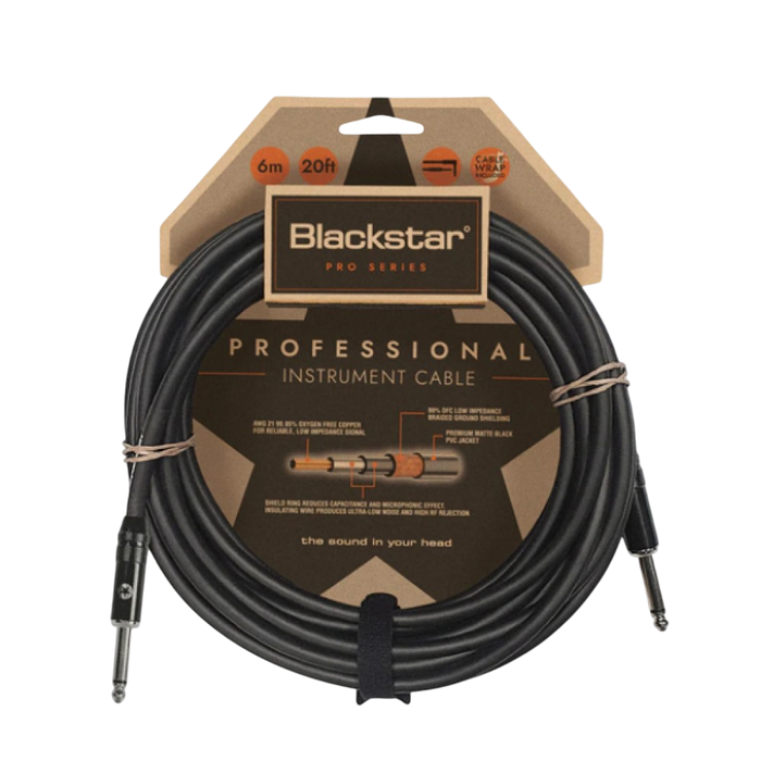 Blackstar CABLE-PRO-6M-SS 20ft Professional Instrument Cable, Straight ...