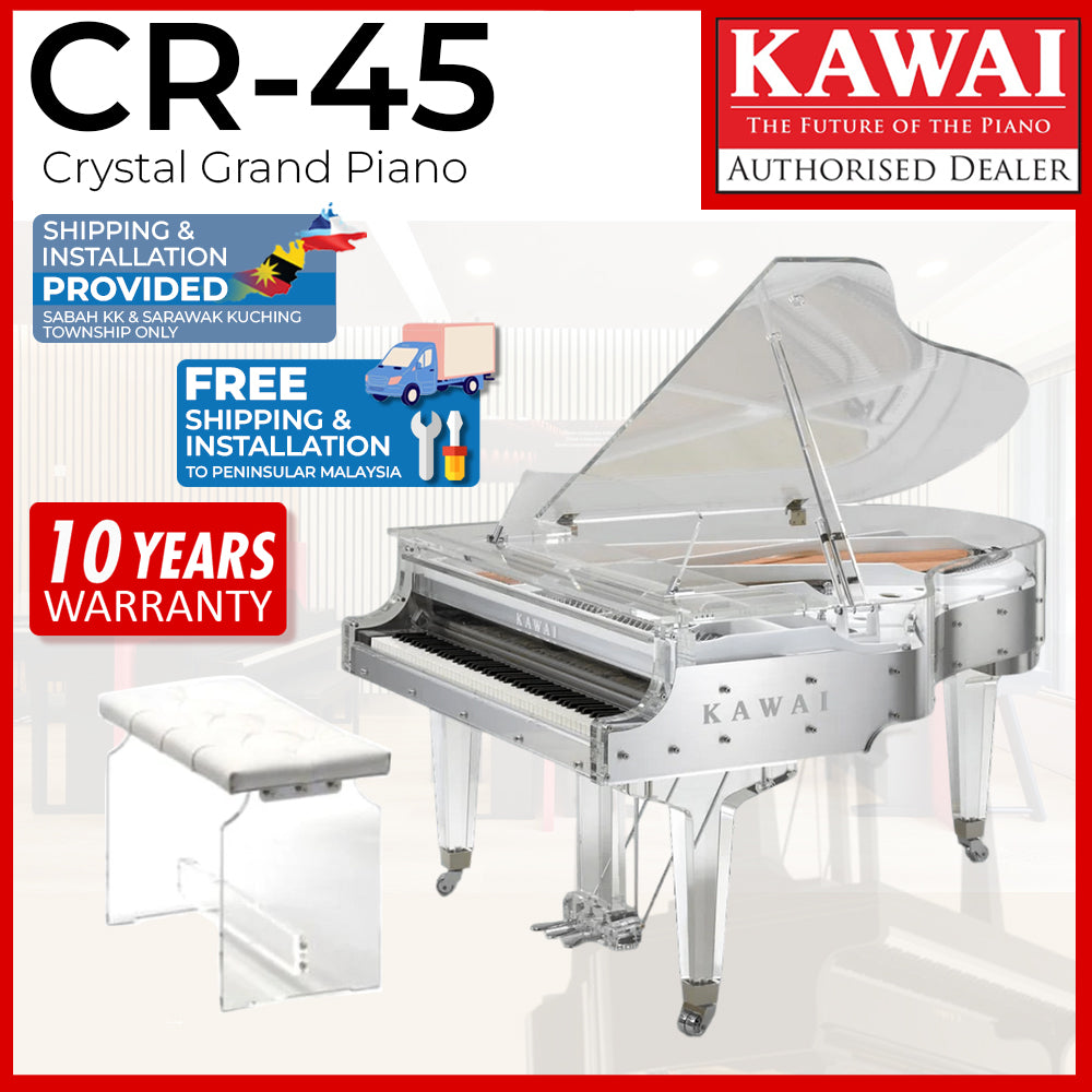 Kawai CR-45 [Made In Japan] Crystal Grand Piano - Transparent Body ...