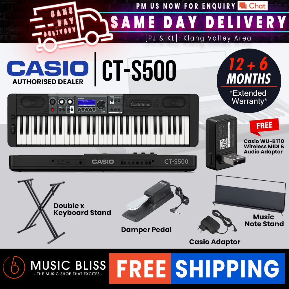 Casio Casiotone CT-S500 61-key Arranger Keyboard with FREE WU-BT10 and ...