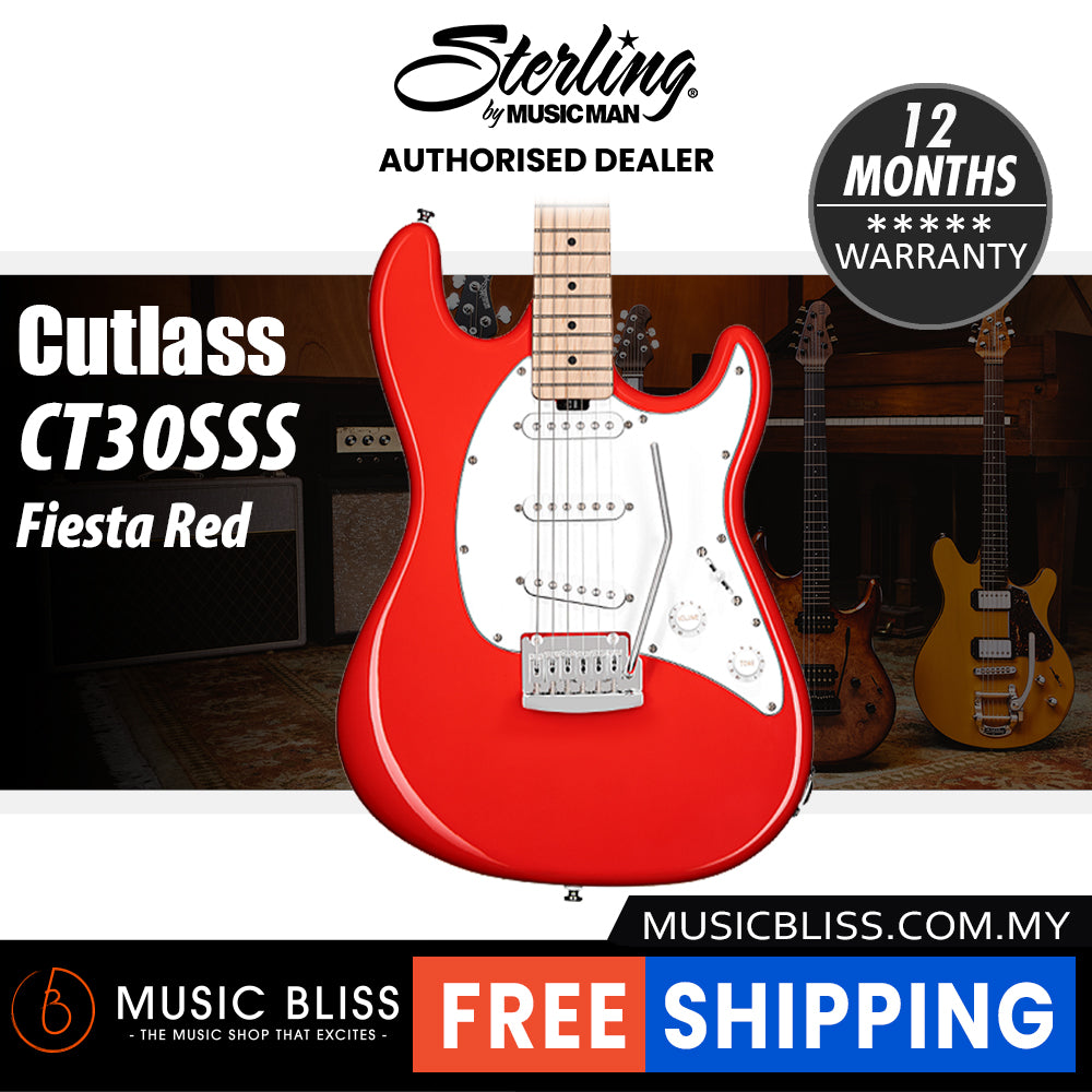 Sterling By Music Man Cutlass CT30SSS Electric Guitar - Fiesta Red (CT30 SSS) | Music Bliss Malaysia