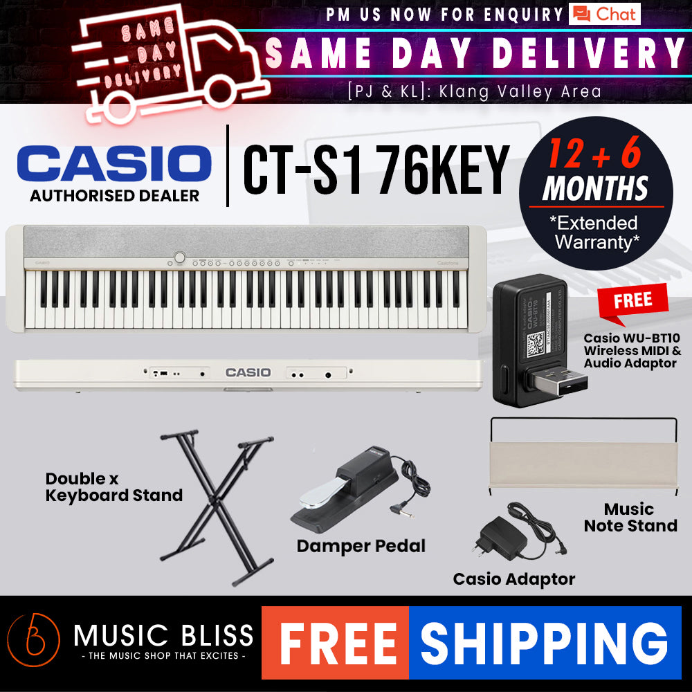 Casio CT-S1 76-key Portable Keyboard with FREE WU-BT10 and Keyboard ...