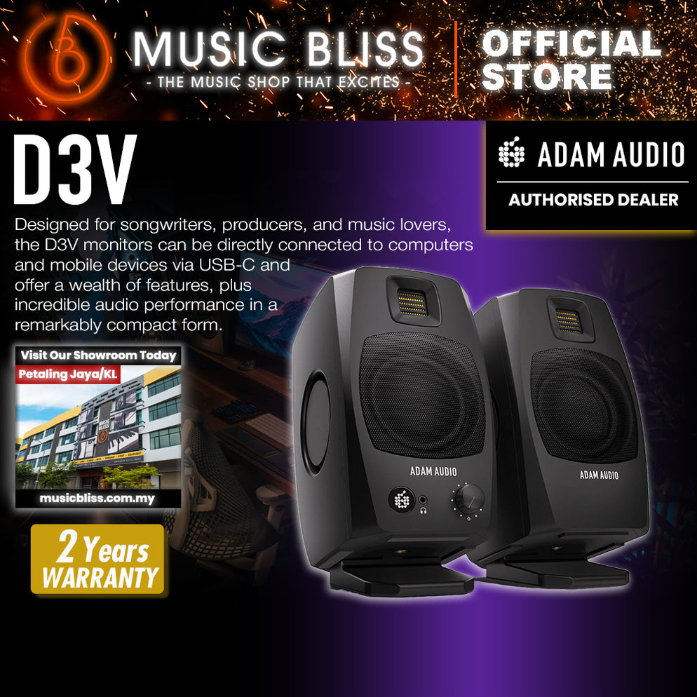 Adam Audio D3V 3.5-inch Powered Studio Monitor - Black (Pair)| Music ...