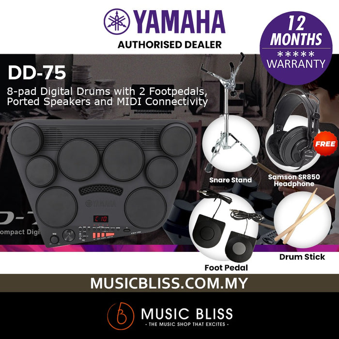 Yamaha DD75 Portable Digital Drums with Snare Stand and Adapter | Music ...
