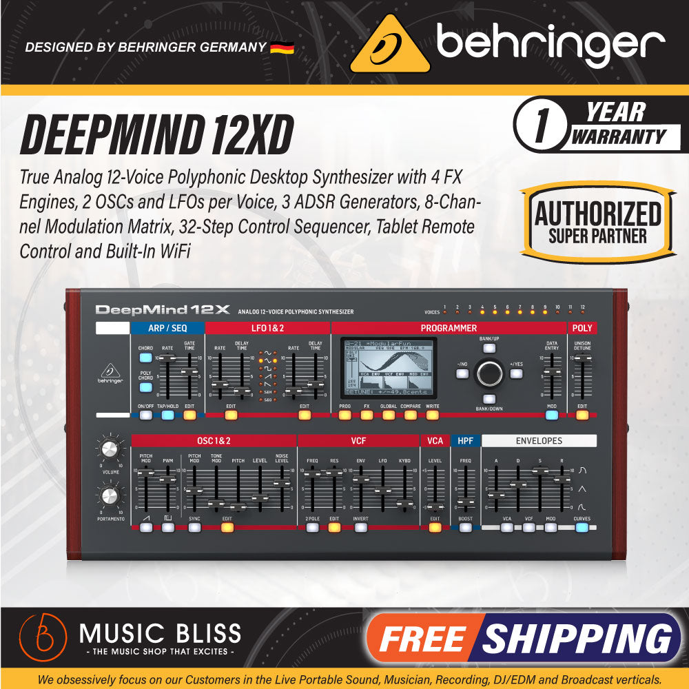 Behringer DeepMind 12XD Polyphonic Analog Desktop Synthesizer | Music ...