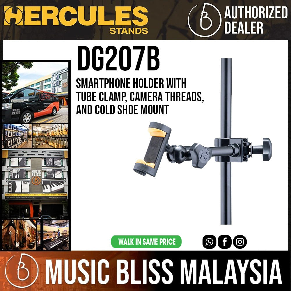 Hercules DG207B Smartphone Holder with Tube Clamp, Camera Threads, and ...