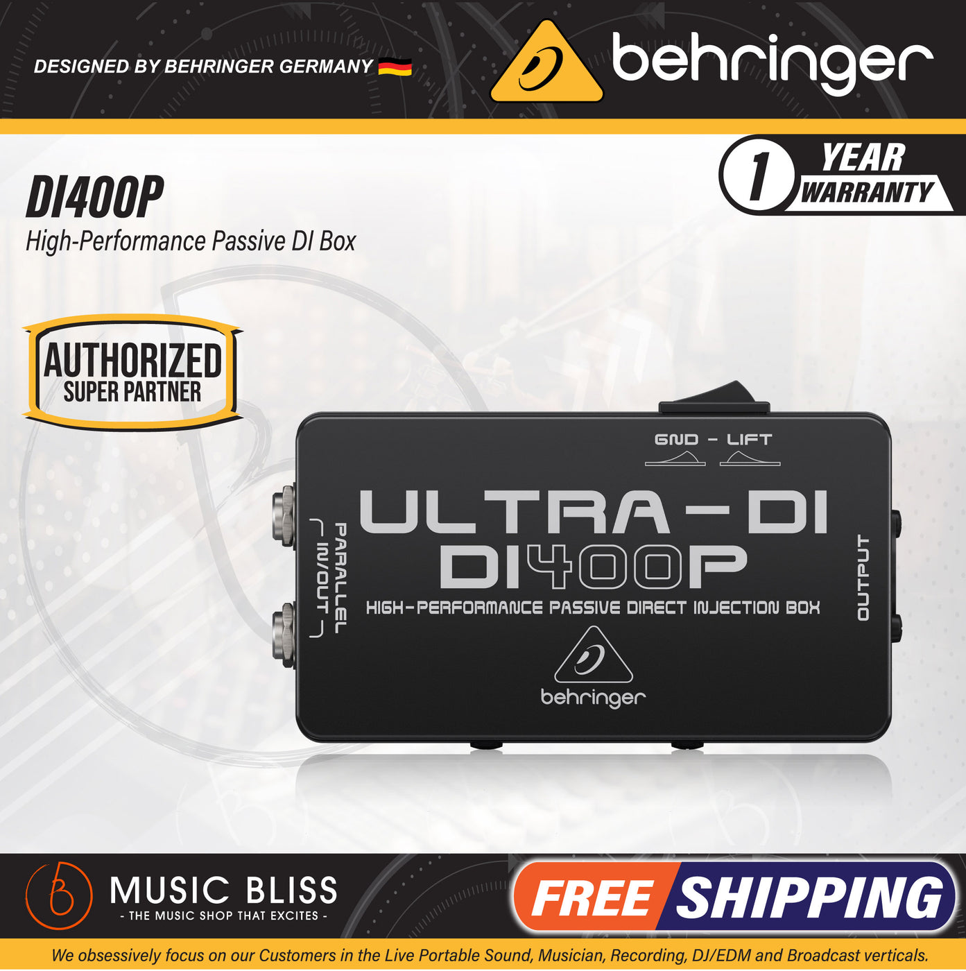 Behringer ULTRA-DI DI400P Passive Direct Box | Music Bliss Malaysia