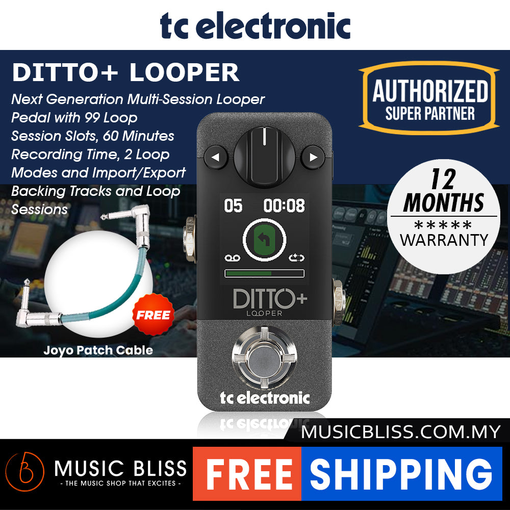 TC Electronic Ditto+ Looper Pedal (Ditto Plus) | Music Bliss Malaysia