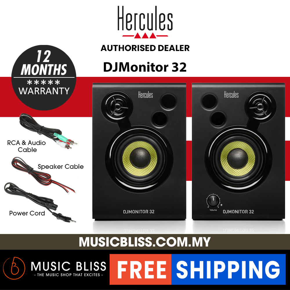 Hercules DJ DJMonitor 32 Active DJ Studio Monitors - Pair (Hercules 32) | Music Bliss Malaysia