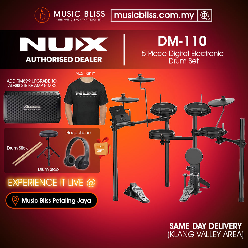 NUX DM-110 5-Piece Digital Electronic Drum Set (DM110 / DM 110) | Music Bliss Malaysia