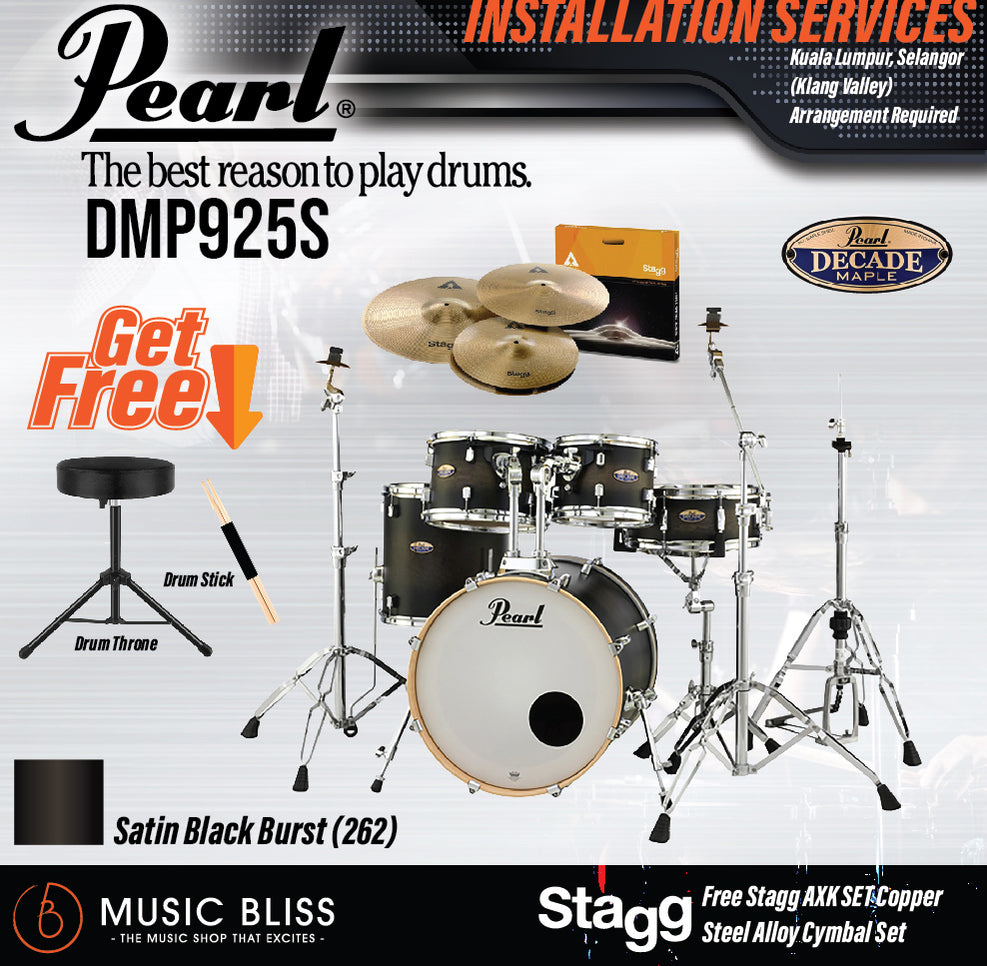 Pearl Decade Maple 5-Piece Drum Set with Hardware, Drumstick and Throne ...