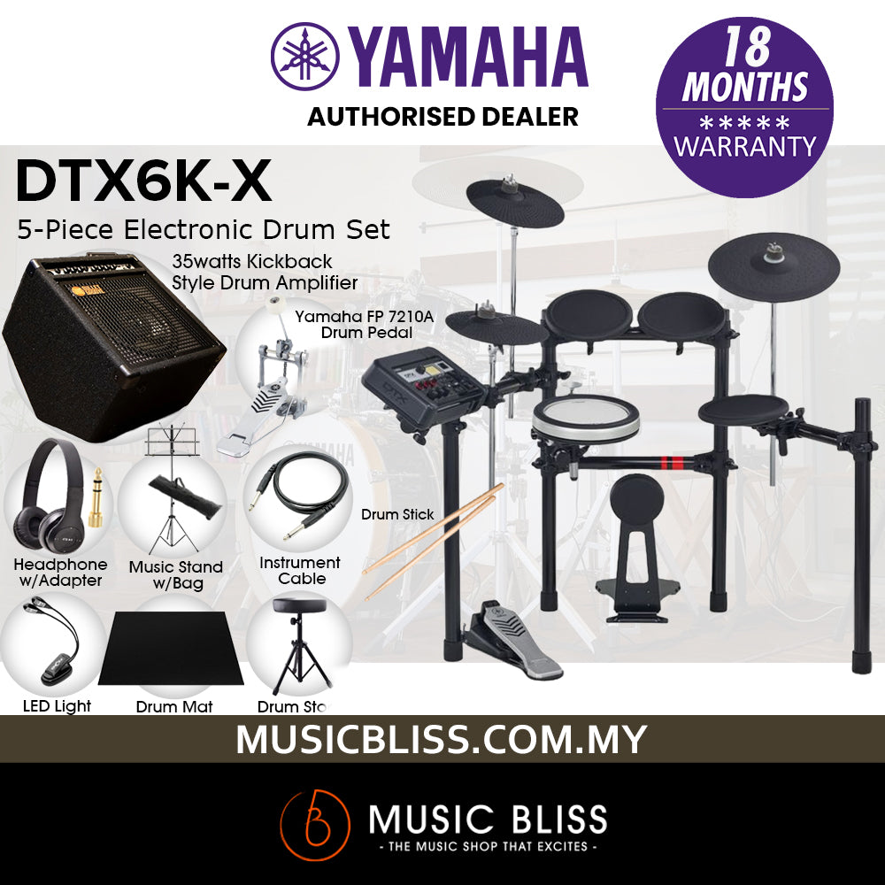 Yamaha DTX6K-X Electronic Drum Set with Amplifier, Yamaha FP7210A ...