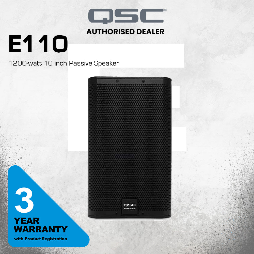 QSC E110 1200-watt 10 inch Passive Speaker - Black | Music Bliss Malaysia