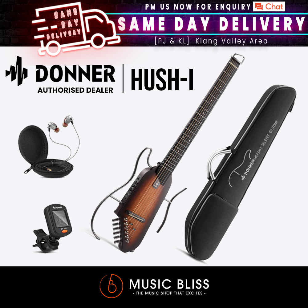 Donner HUSH-I Acoustic-Electric Guitar Kit for Travel Silent Practice - Mahogany | Music Bliss ...