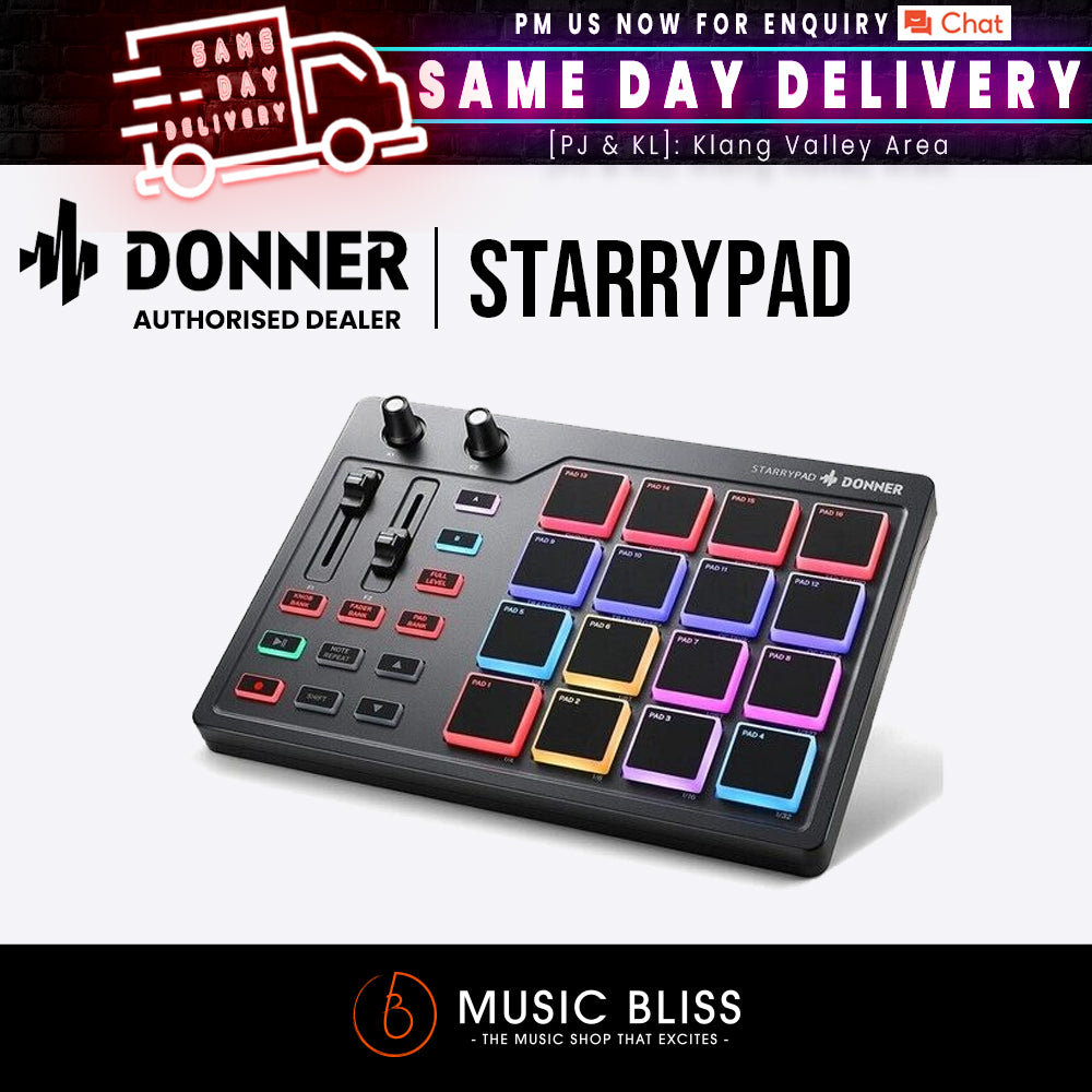Donner STARRYPAD MIDI Drum Machine Beat Maker With 16 Pads | Music ...