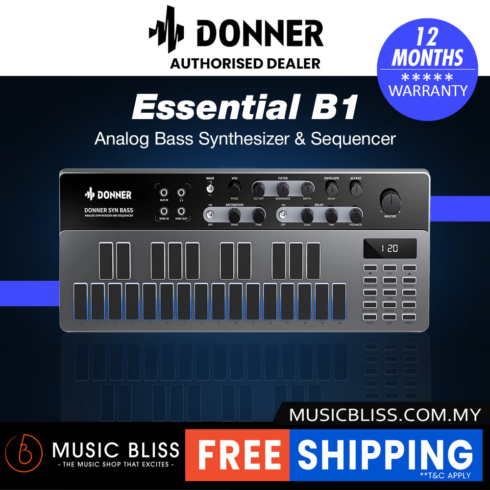 Donner EC3351 Essential B1 Analog Bass Synthesizer and Sequencer ...