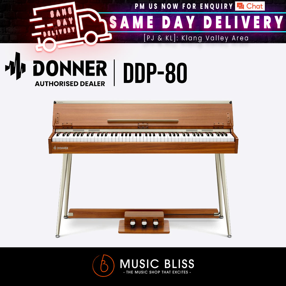 Donner DDP-80 PLUS 88-Key Weighted Wooden Upright Digital Piano (DDP80 ...