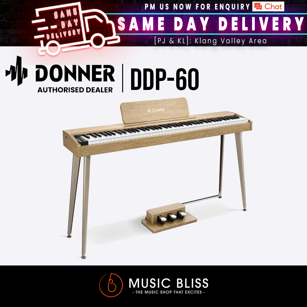 Donner DDP-60 88-Key Semi-Weighted Upright Digital Piano - Natural ...