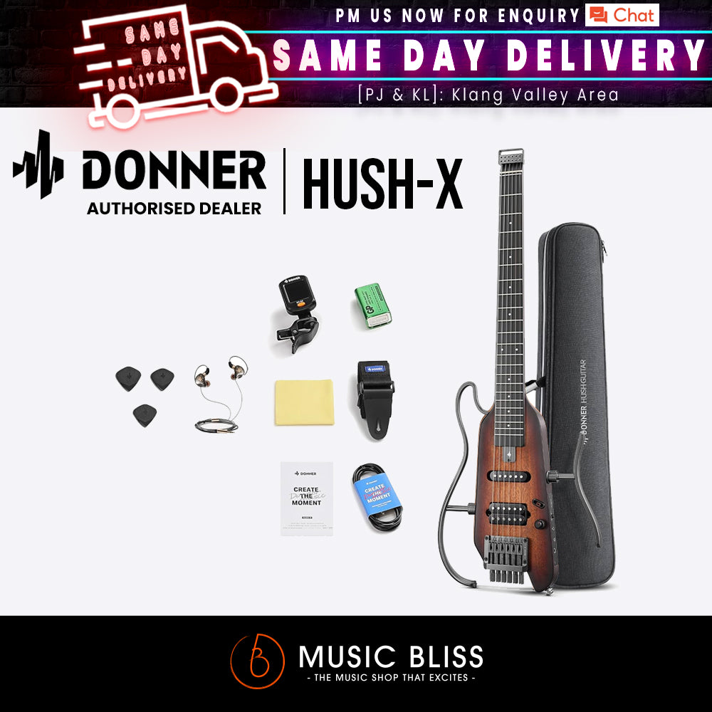 Donner HUSH-X Electric Guitar - Sunburst (HUSH X) | Music Bliss Malaysia