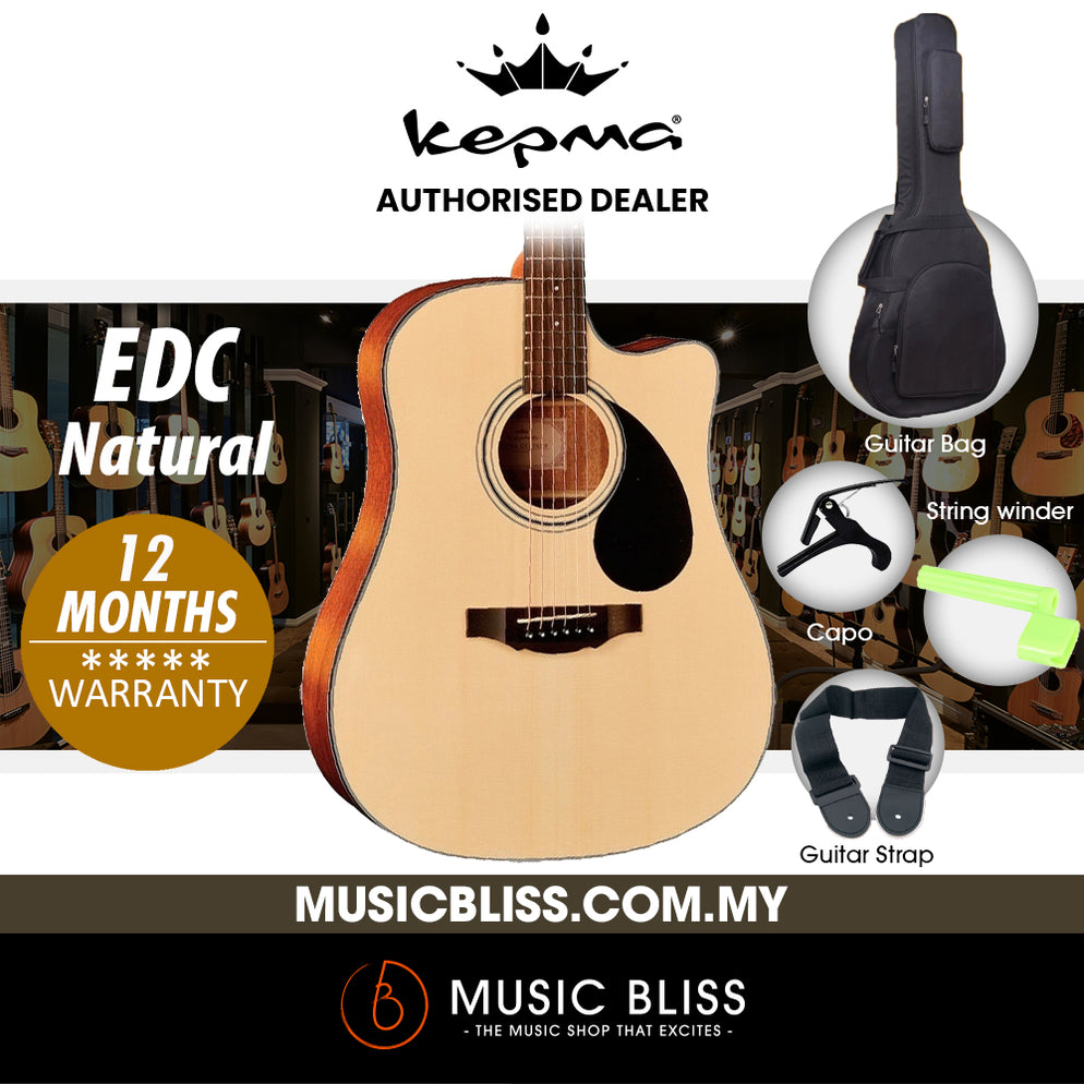 KEPMA EDC Dreadnought Acoustic Guitar - Natural | Music Bliss Malaysia