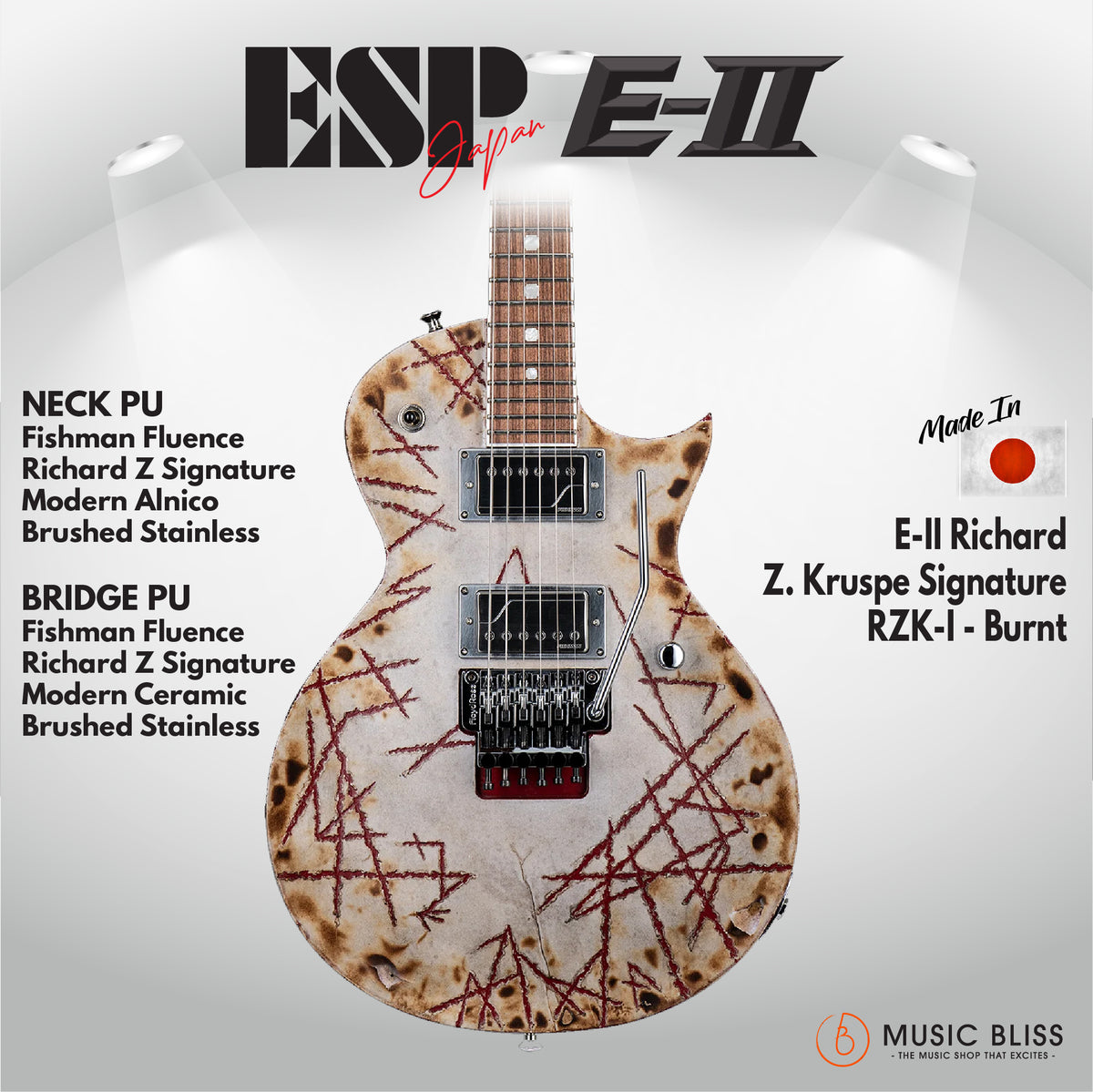 ESP Japan E-II Richard Z. Kruspe Signature RZK-II - Burnt [MIJ] | Music ...