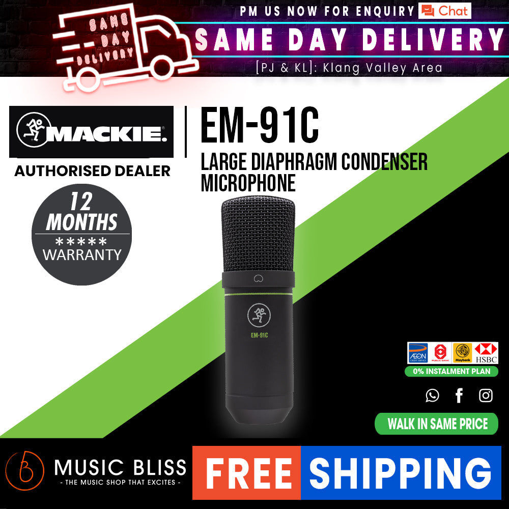 Mackie EM-91C Large-diaphragm Condenser Microphone (EM91C) | Music ...